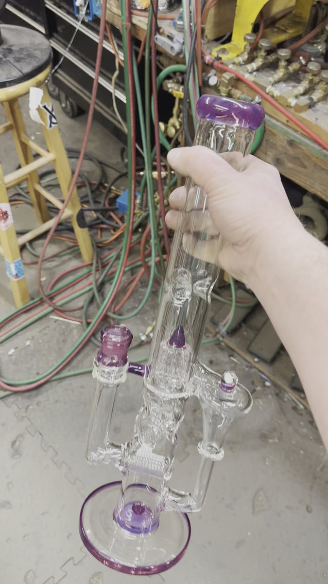 80hole Color mega perc to fab to dome perc spinner recycler – AshMe Glass